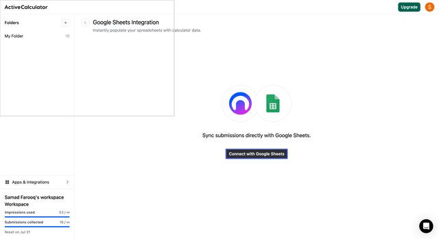 Integrate with Google Sheets – ActiveCalculator Knowledge Base