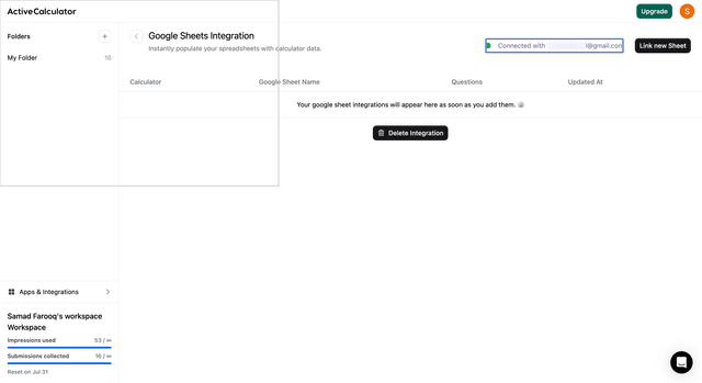 Integrate with Google Sheets – ActiveCalculator Knowledge Base