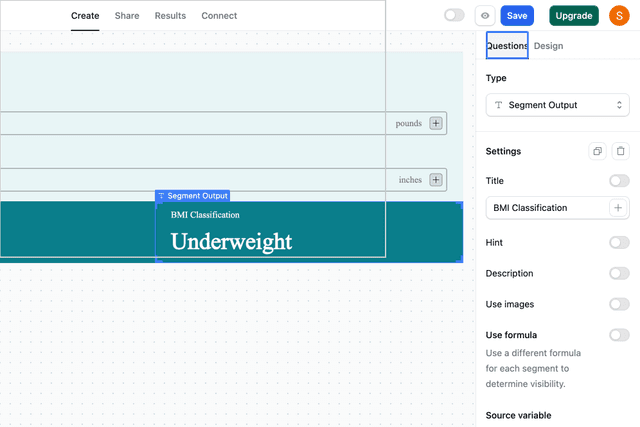 Segment Output Element – ActiveCalculator Knowledge Base